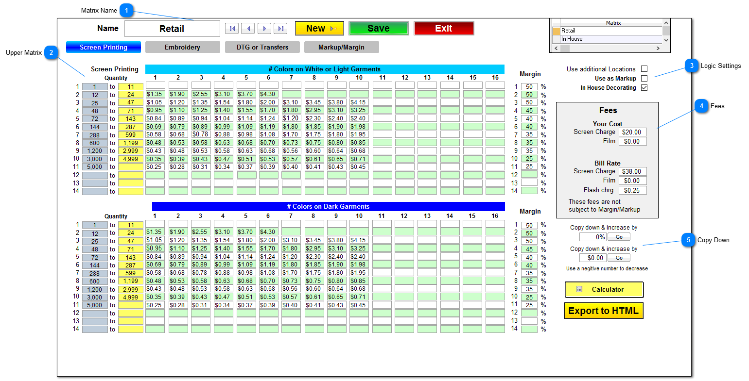 Screen Printing Matrix